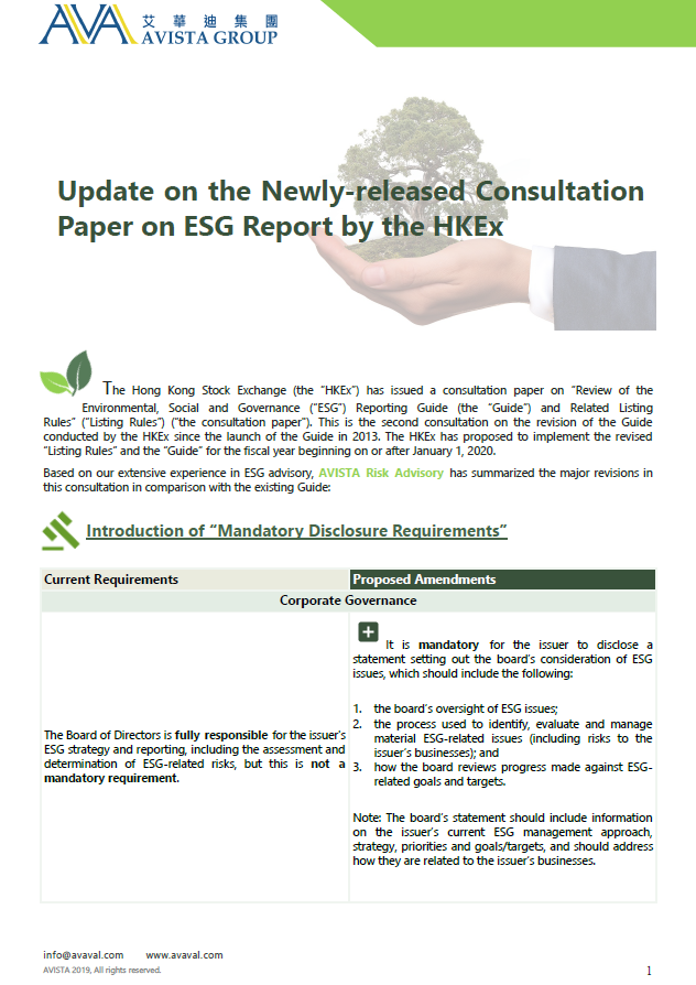 AVISTA Group | Update of the Newly-Released Consultation Paper on ESG ... AVISTA Group | Update of the Newly-Released Consultation Paper on ESG ...
